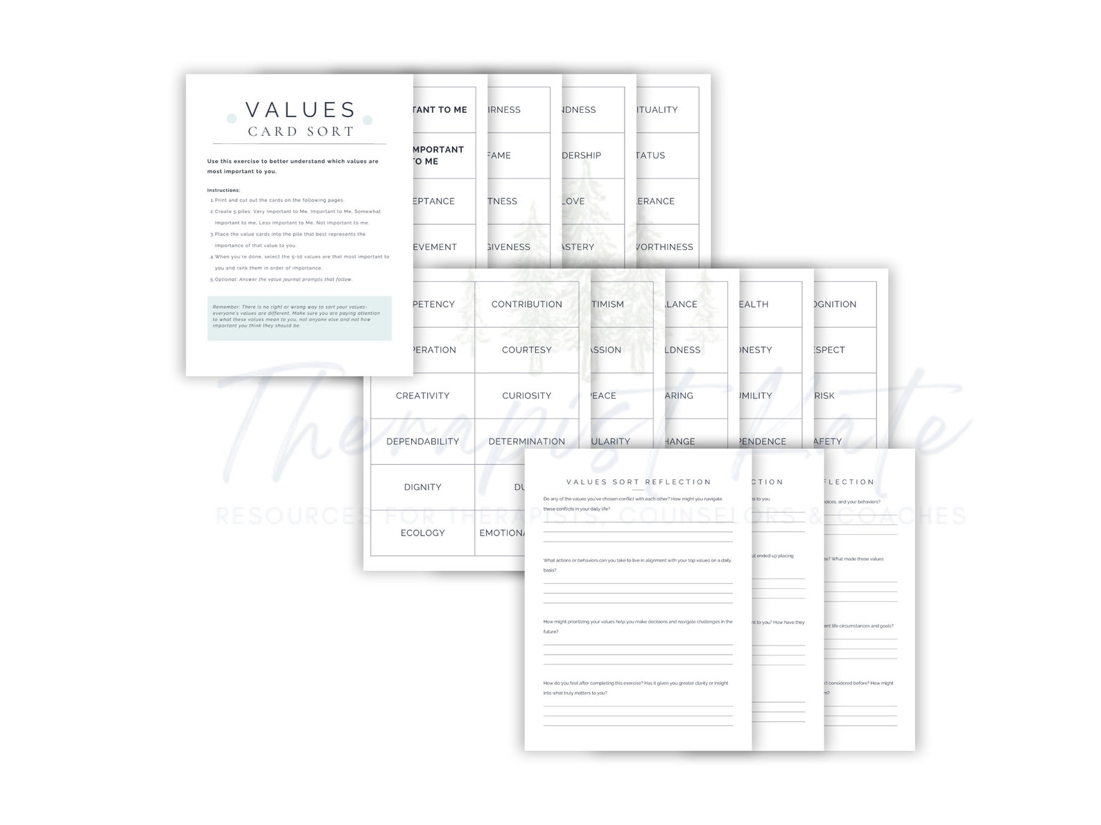 Values Card Sort, Values Clarification Exercise, Values Card Deck ...