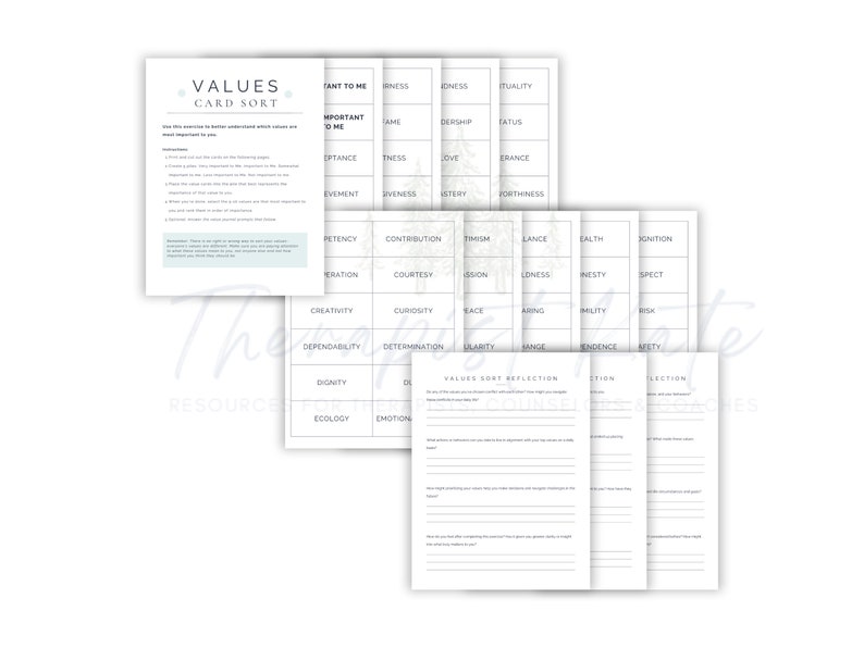 Values Card Sort, Values Clarification Exercise, Values Card Deck ...