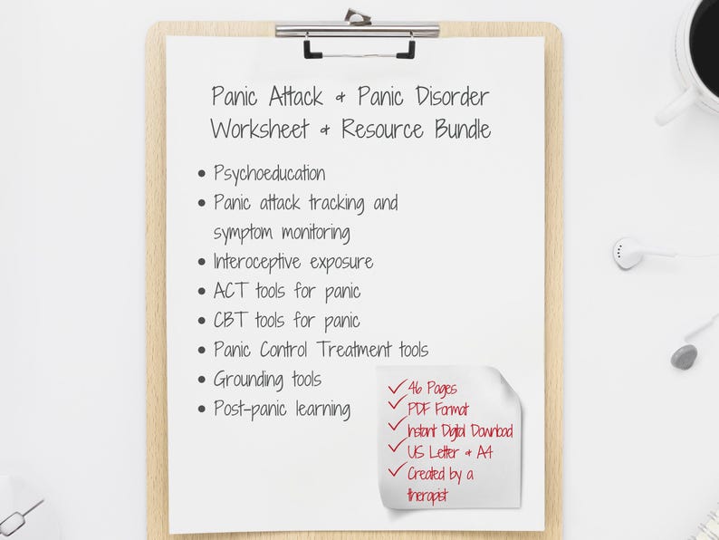 Panic Attacks & Panic Disorder Printable Therapy Worksheets - Etsy