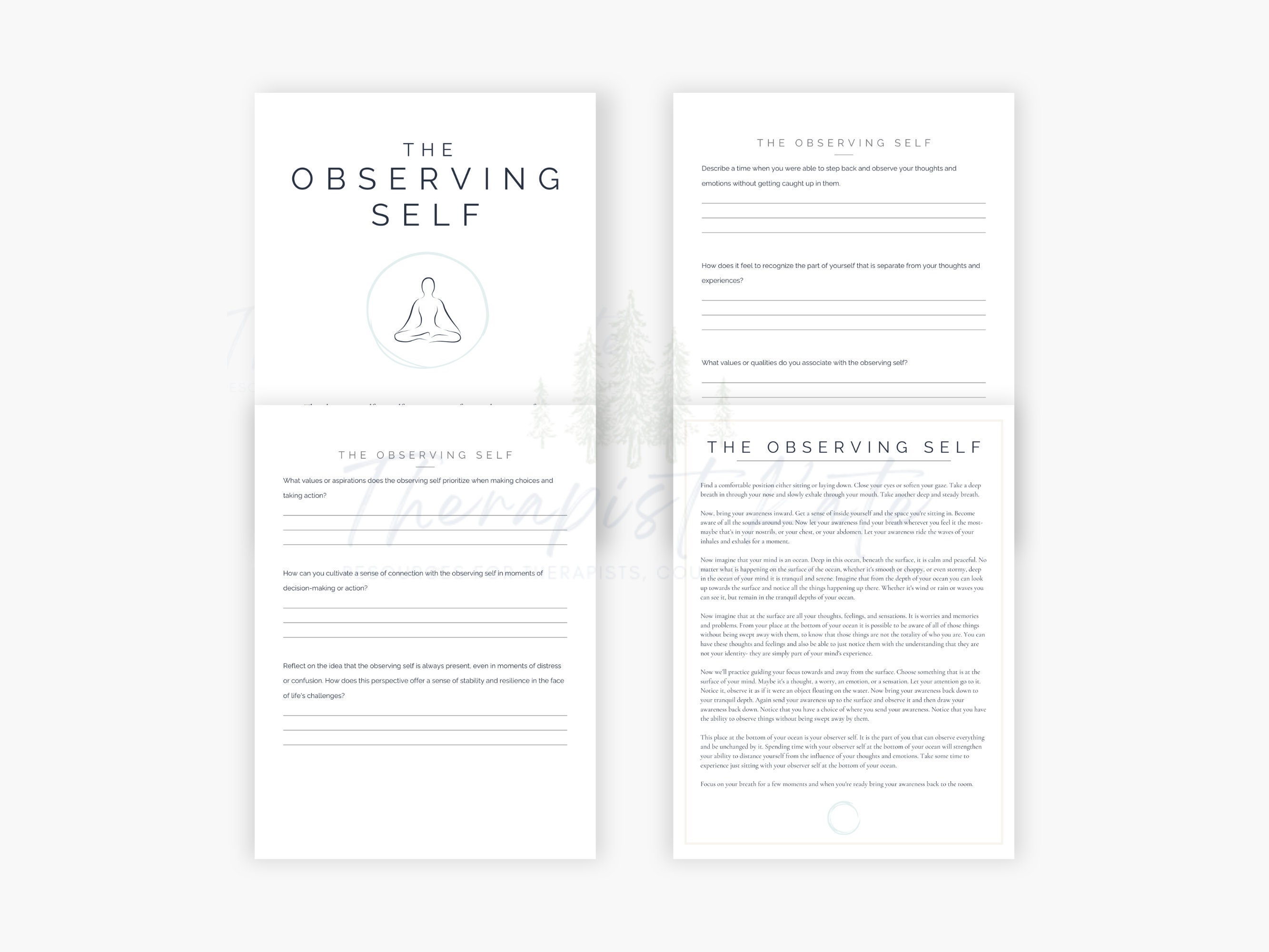 Observing Self ACT Worksheets, Self as Context, Acceptance and ...