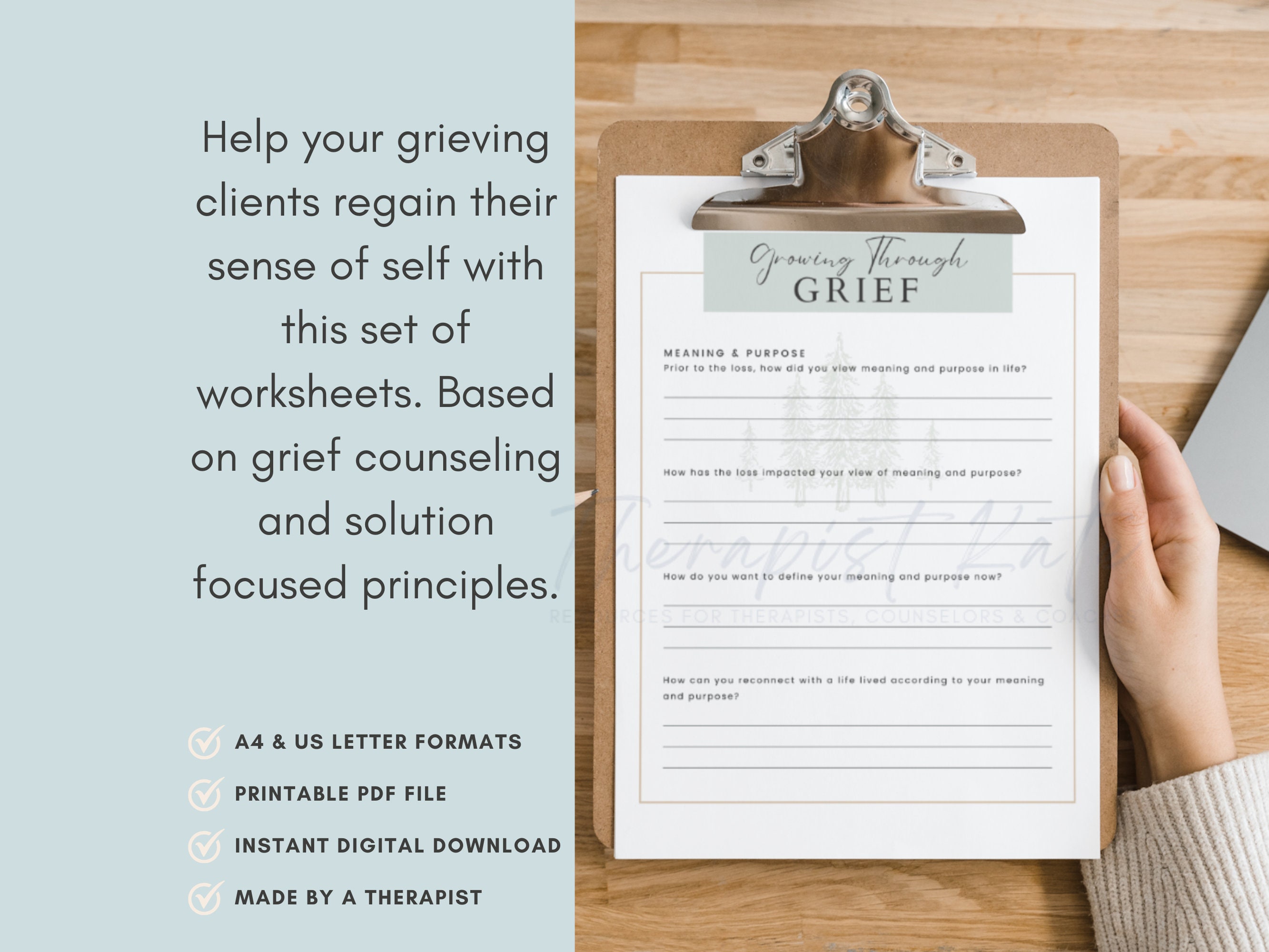Grief Therapy Worksheets: Growth & Bereavement Counseling (PDF) - Etsy