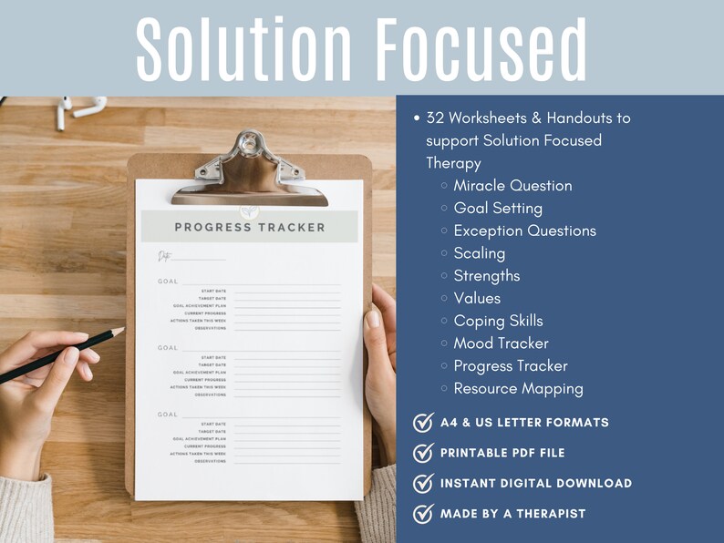 Solution Focused Therapy Worksheet Bundle, SFBT, Therapy Worksheets ...