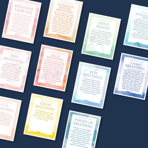 Breathing Exercise Cards: Stress Relief, Mindfulness, Somatic Therapy ...