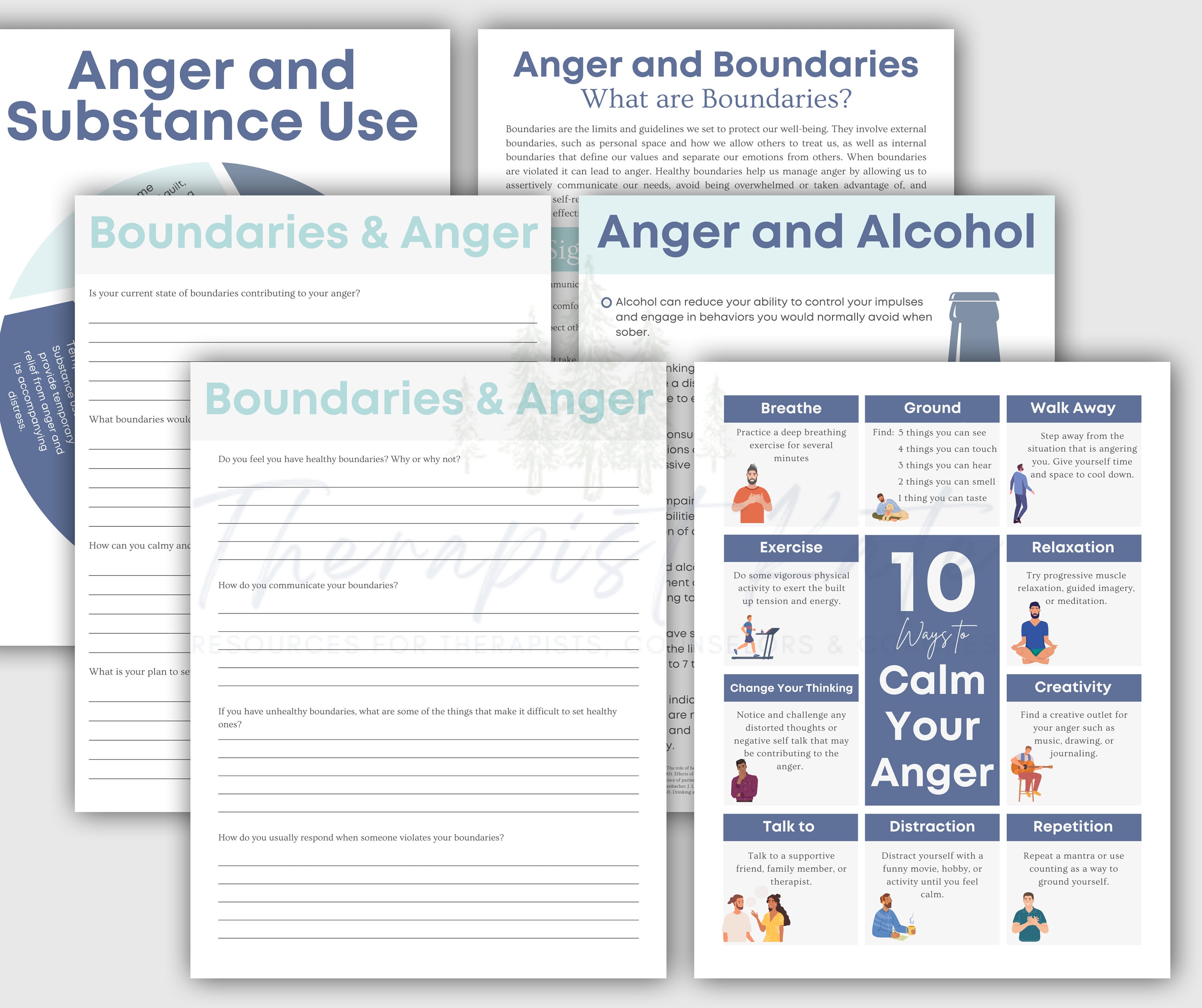 Anger Management Therapy Worksheets for Counselors, Social Workers ...