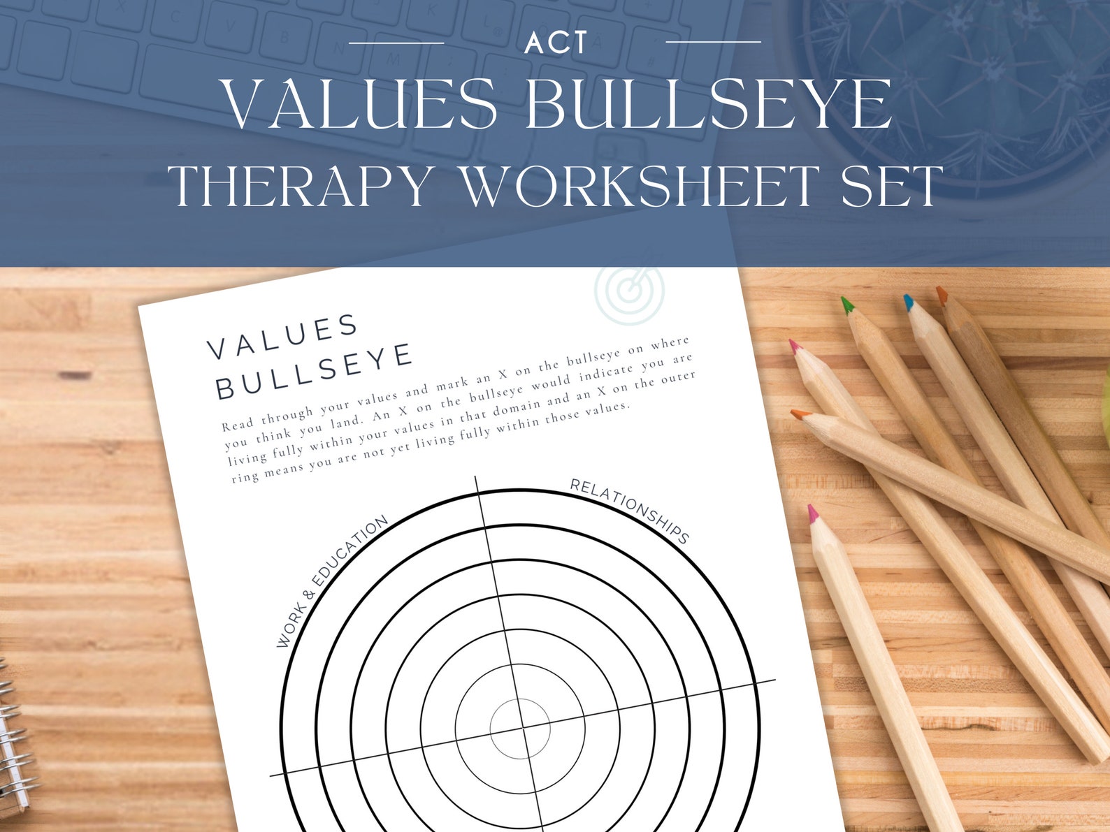 Values Bullseye Worksheet: ACT Therapy Worksheets (digital Download) - Etsy