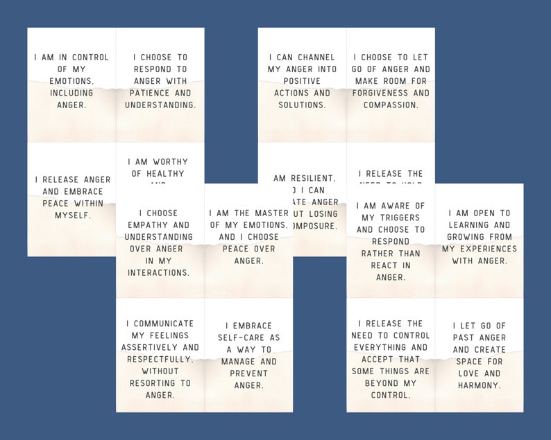 Anger Management Affirmation Cards: CBT, DBT Therapy (PDF Download) - Etsy