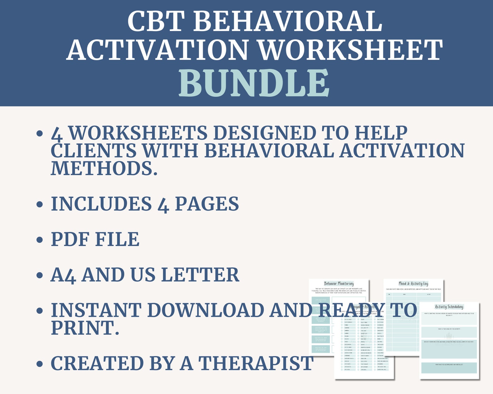 CBT Behavioral Activation Worksheets CBT Worksheets Mood - Etsy