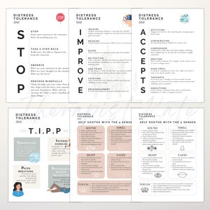DBT Distress Tolerance Skills Handouts: Therapy Worksheets (printable ...