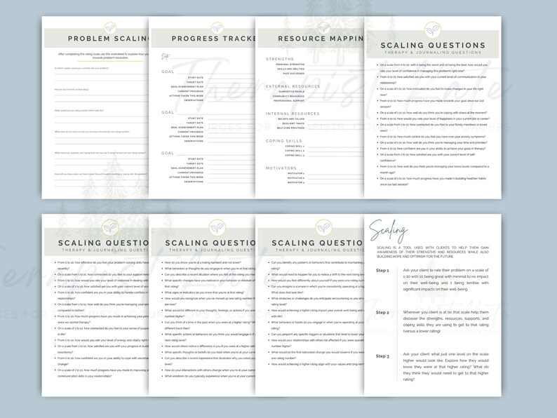 Solution Focused Therapy Worksheet Bundle, SFBT, Therapy Worksheets ...