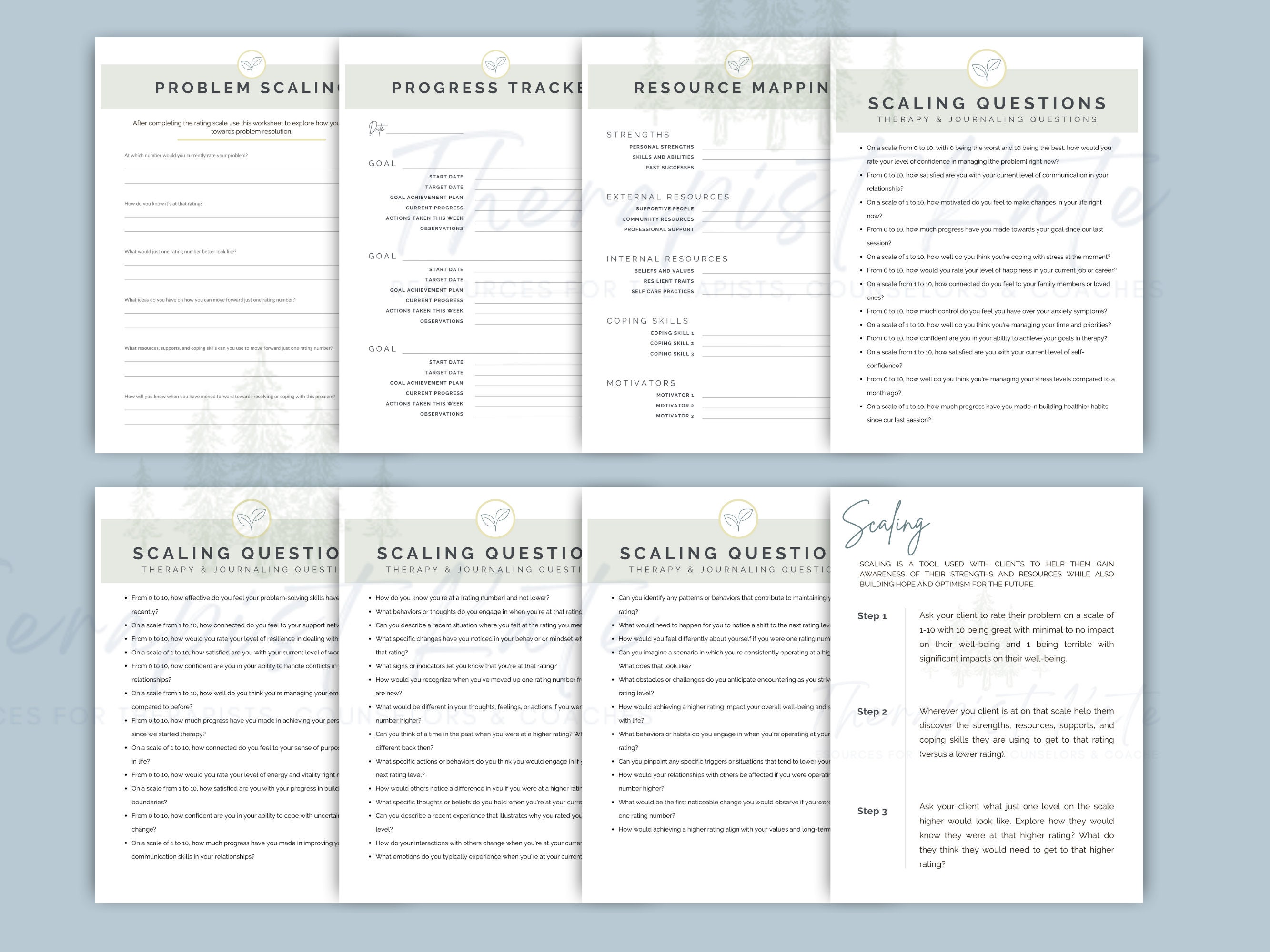 Solution Focused Therapy Worksheet Bundle, SFBT, Therapy Worksheets ...