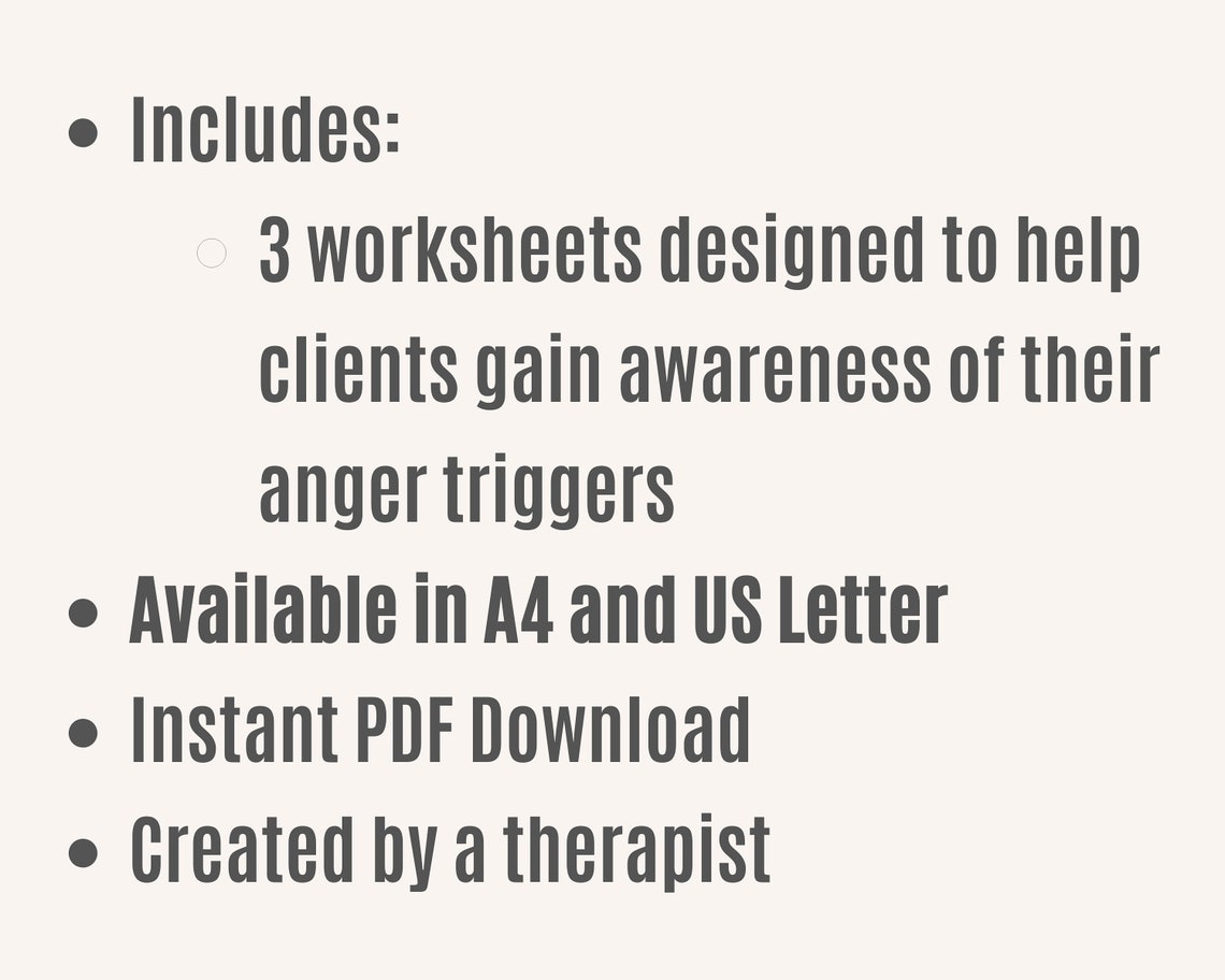 Anger Management Therapy Worksheets, Anger Triggers, Psychology ...