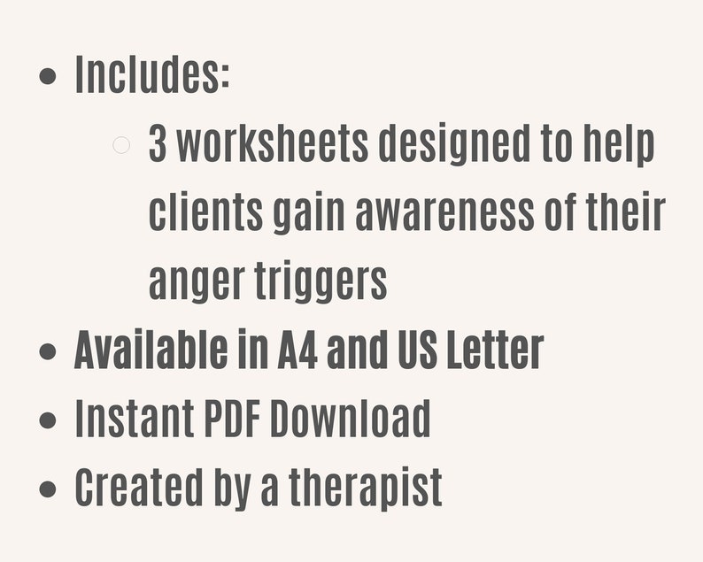 Anger Management Therapy Worksheets, Anger Triggers, Psychology ...