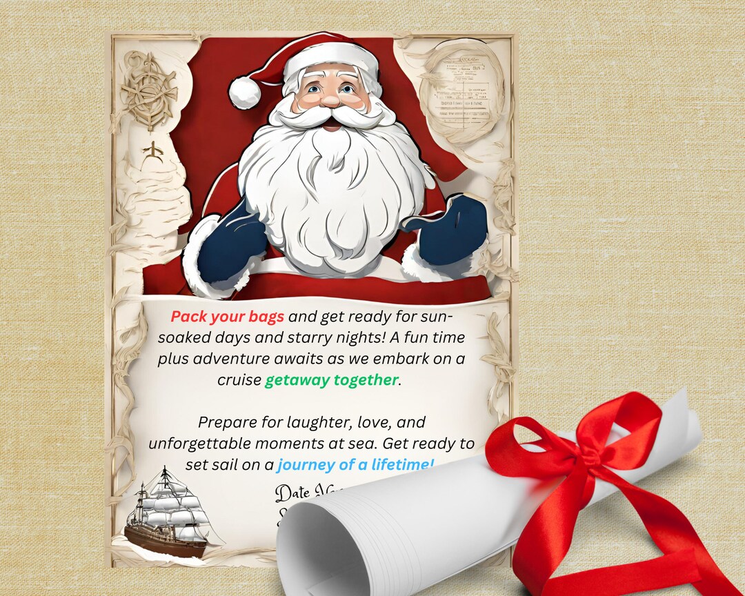 Cruise Reveal Christmas Santa Surprise Letter Vacation Gift Reveal ...