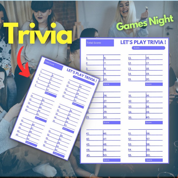 Trivia Answer Sheet - Etsy
