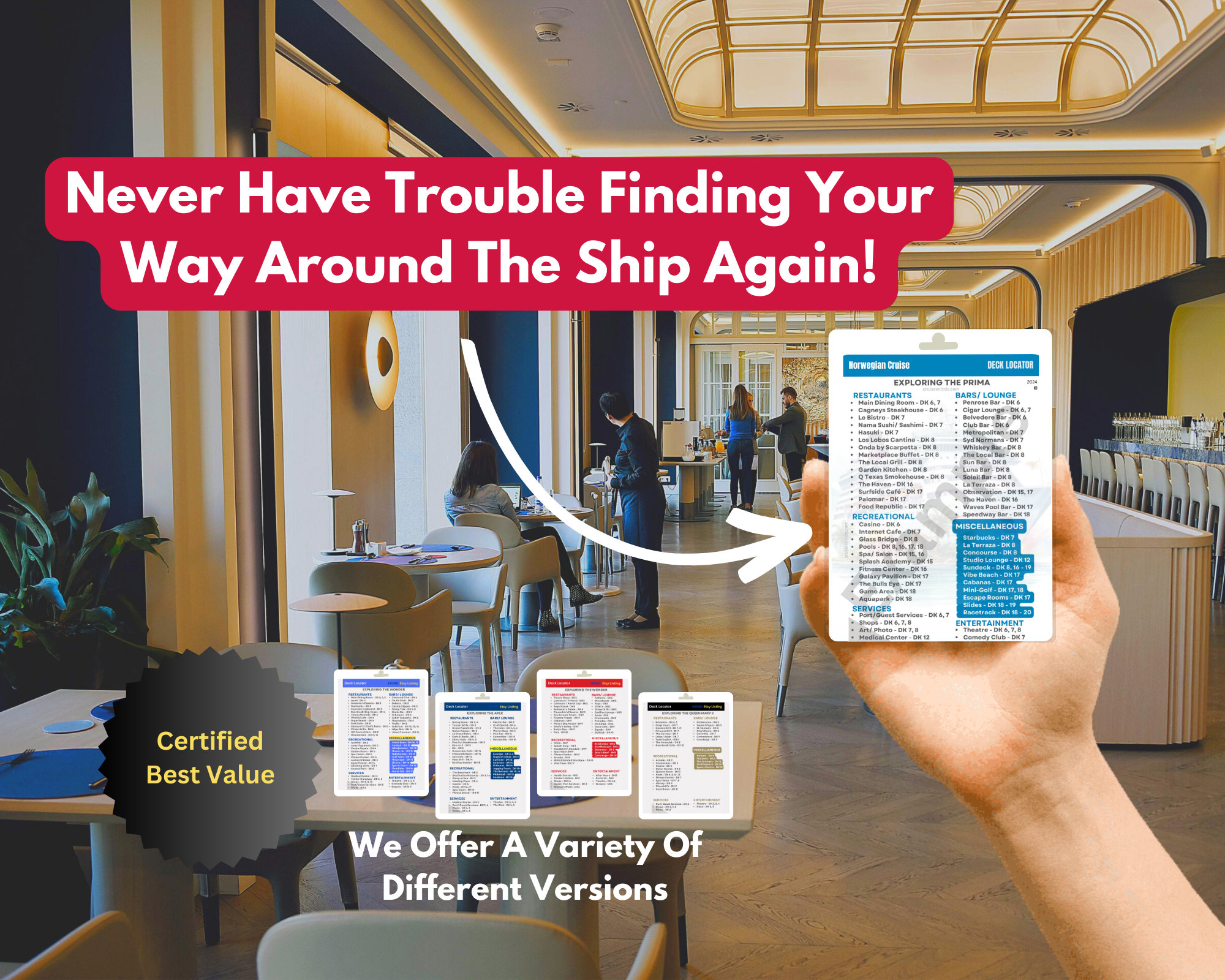 Family Cruise Norwegian Ship Deck Locator NCL Personalized Deck Finder ...