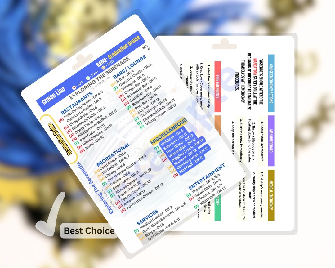 Graduation Cruise Royal Caribbean Ship Deck Navigator Card RCCL ...