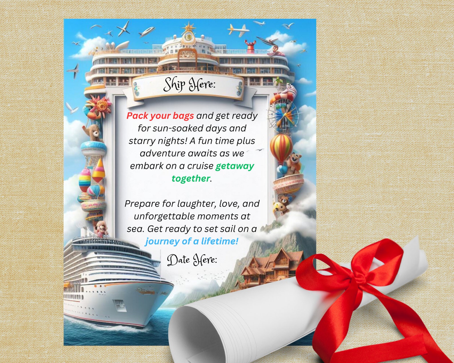 Cruise Reveal Kids Surprise Letter Vacation Gift Reveal Personalized ...