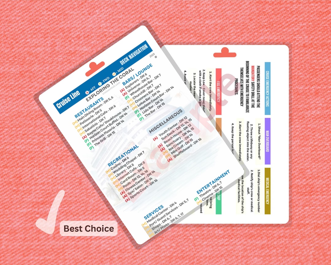 Princess Cruisers Ship Deck Navigator Card Pathfinder Cruise Deck Cards ...