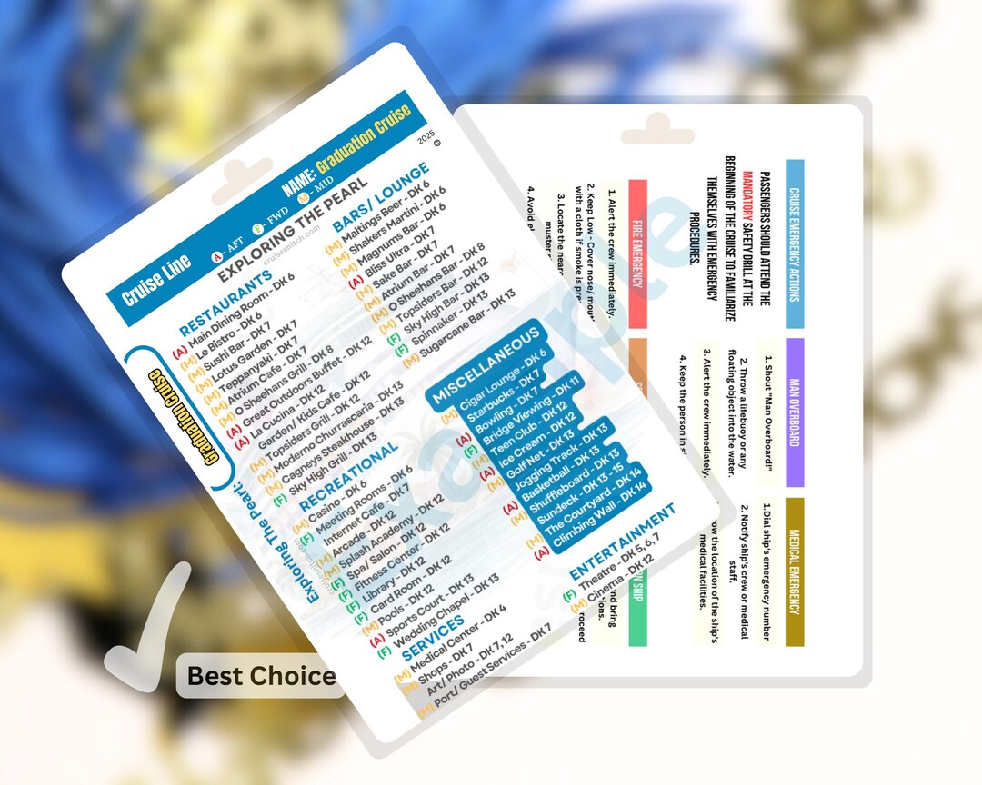 Graduation Cruise Norwegian Ship Deck Navigator Card NCL Personalized ...