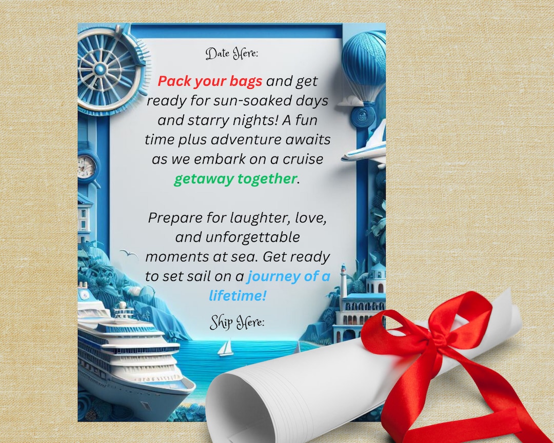 Cruise Reveal Surprise Letter Vacation Gift Reveal Personalized ...