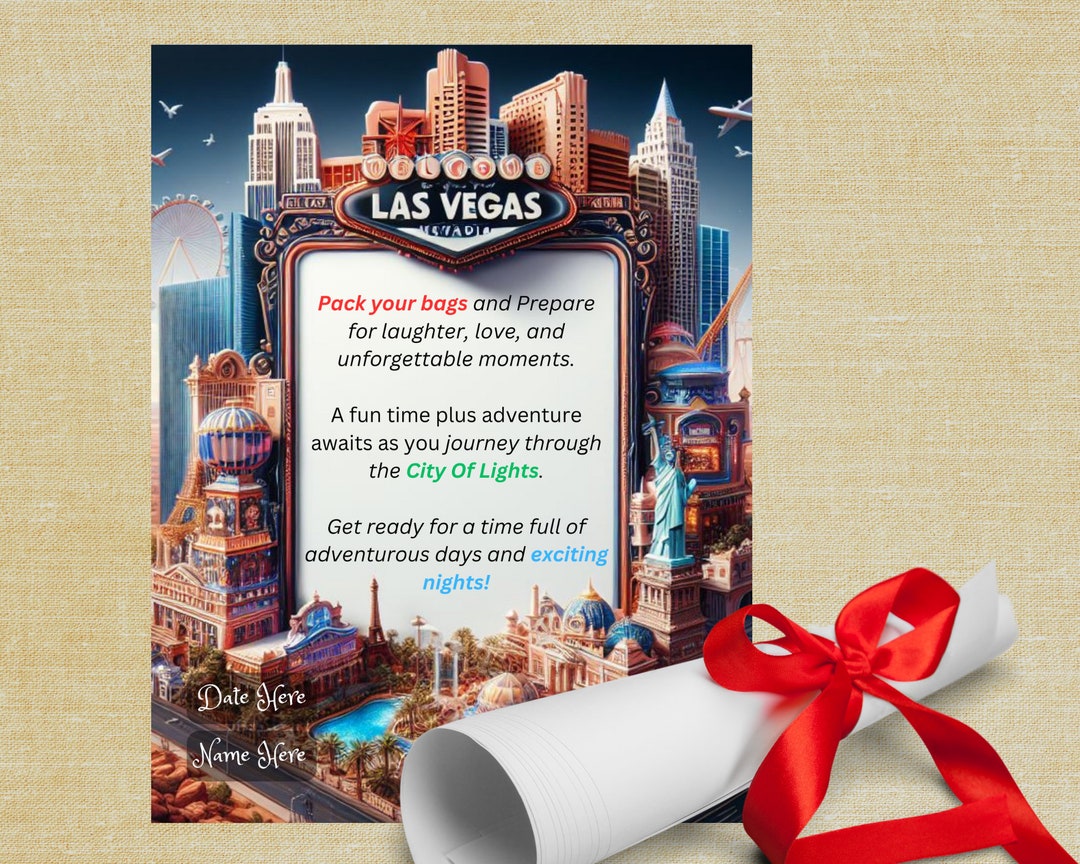 Las Vegas Trip Reveal Surprise Letter Vacation Gift Reveal Personalized ...