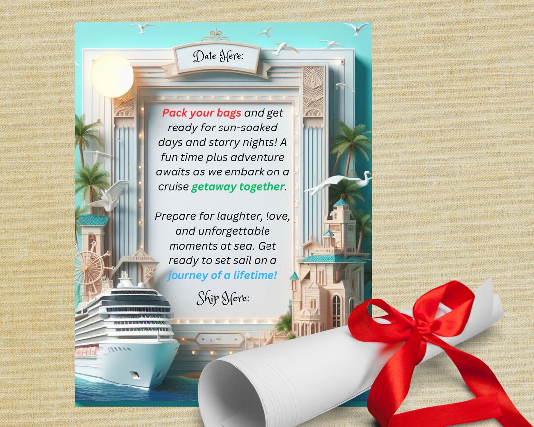 Cruise Reveal Surprise Letter Vacation Gift Reveal Personalized ...