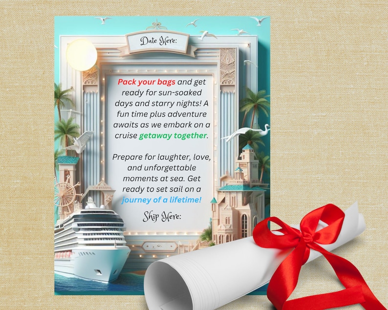 Cruise Reveal Surprise Letter Vacation Gift Reveal Personalized ...