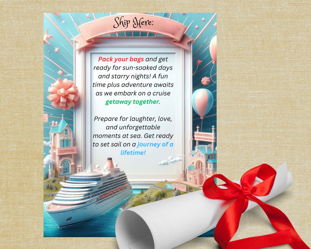 Cruise Reveal Birthday Surprise Letter Vacation Gift Reveal ...