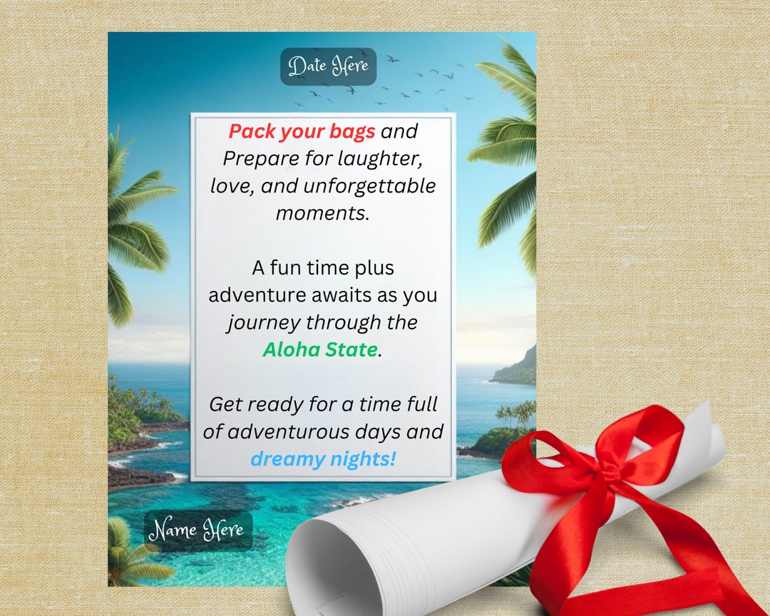 Caribbean Trip Reveal Surprise Letter Vacation Gift Reveal Personalized ...