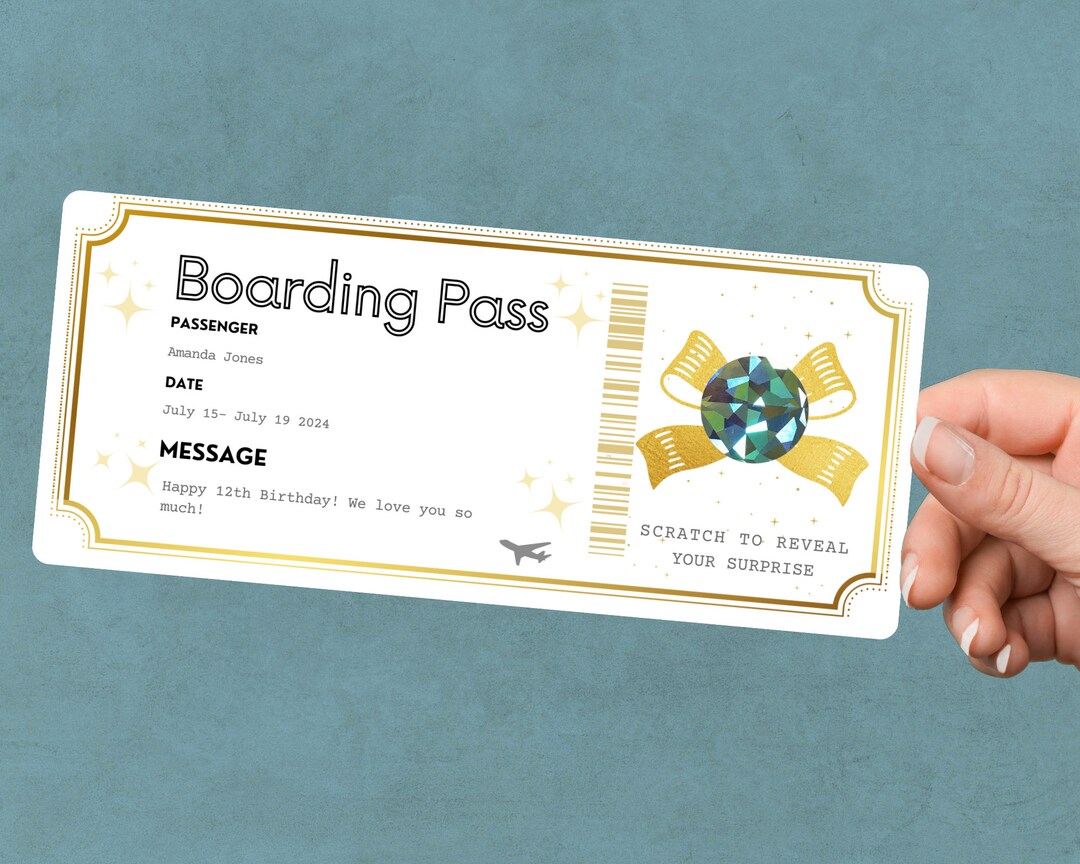 Personalized Boarding Pass Scratch Card, Holiday Scratch off Reveal ...