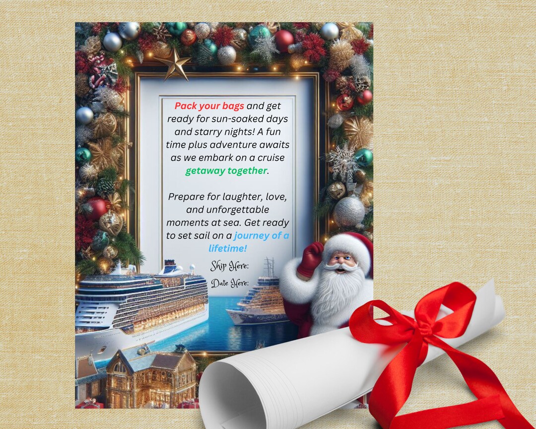 Cruise Reveal Christmas Surprise Letter Vacation Gift Reveal ...