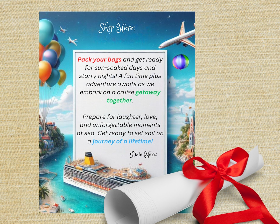 Cruise Reveal Birthday Surprise Letter Vacation Gift Reveal ...