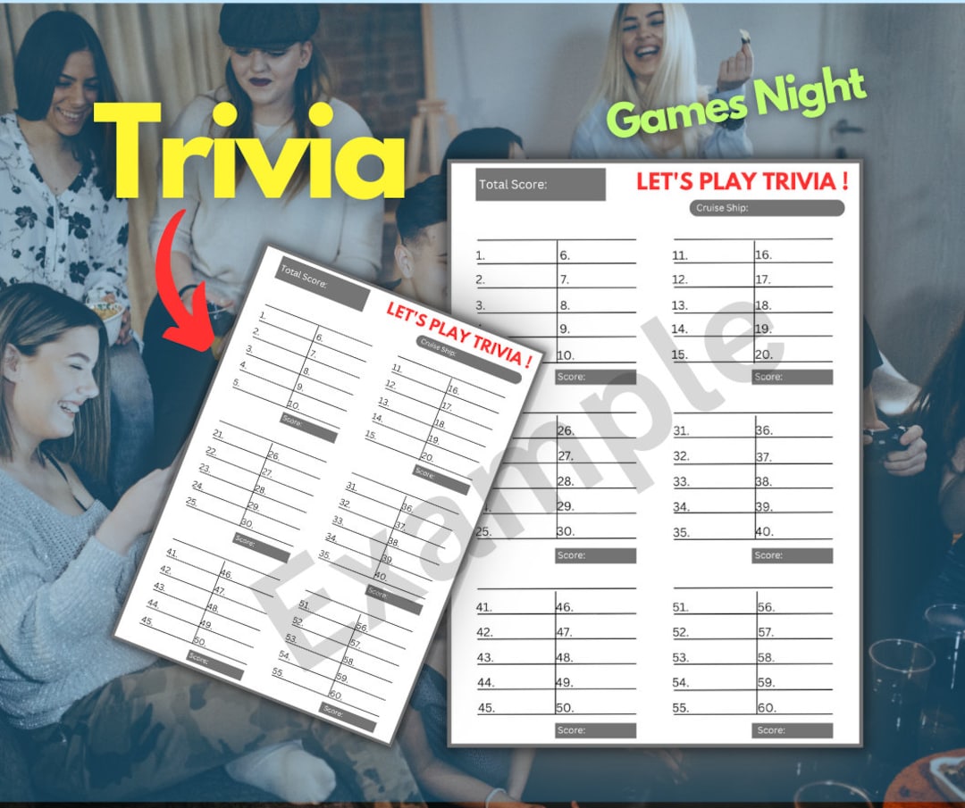 Let's Play Trivia Answer Fill Sheet With Score Tracker Quiz Game ...