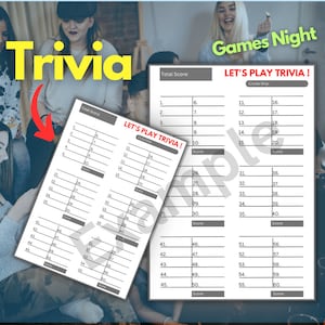Trivia Night Score Cards - Etsy
