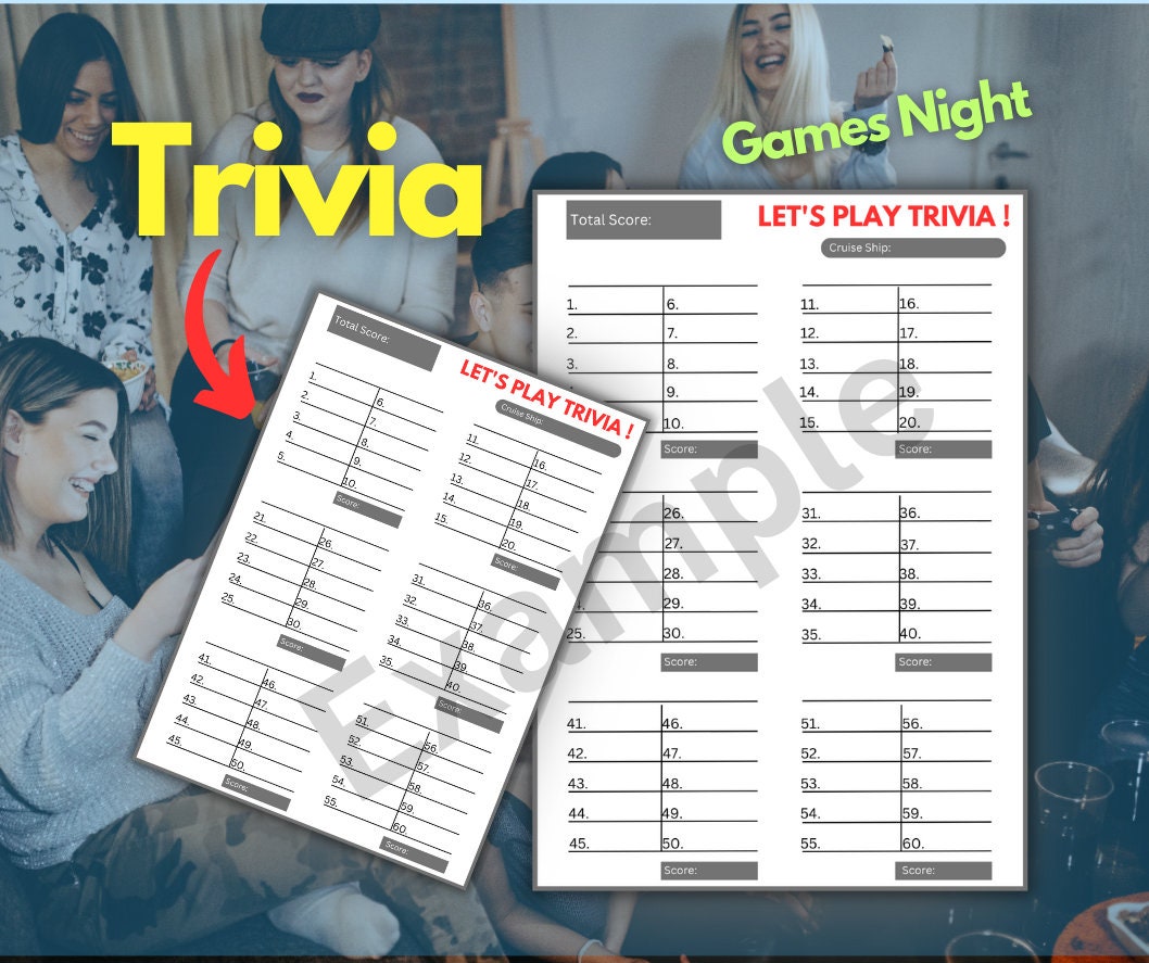 Let's Play Trivia Answer Fill Sheet With Score Tracker Quiz Game ...