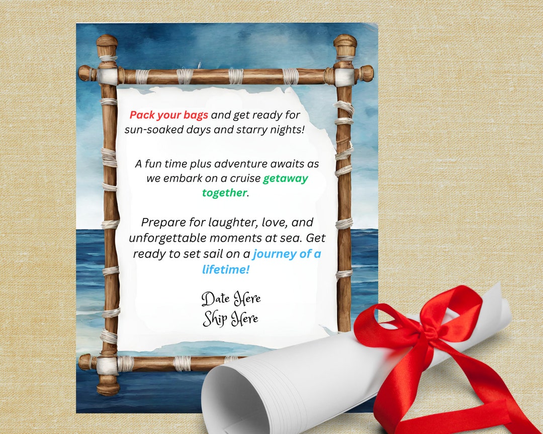 Cruise Reveal Surprise Letter Vacation Gift Reveal - Etsy