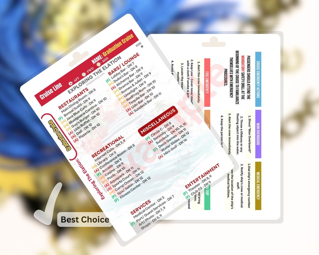 Graduation Cruise Carnival Ship Deck Navigator Card - CCL Personalized ...