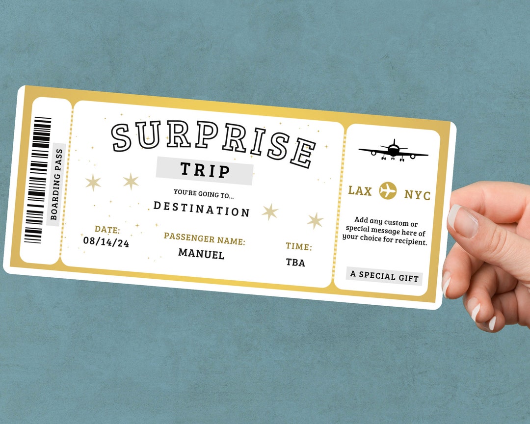 Personalized Boarding Pass Plane Ticket Surprise Trip Gift Voucher ...