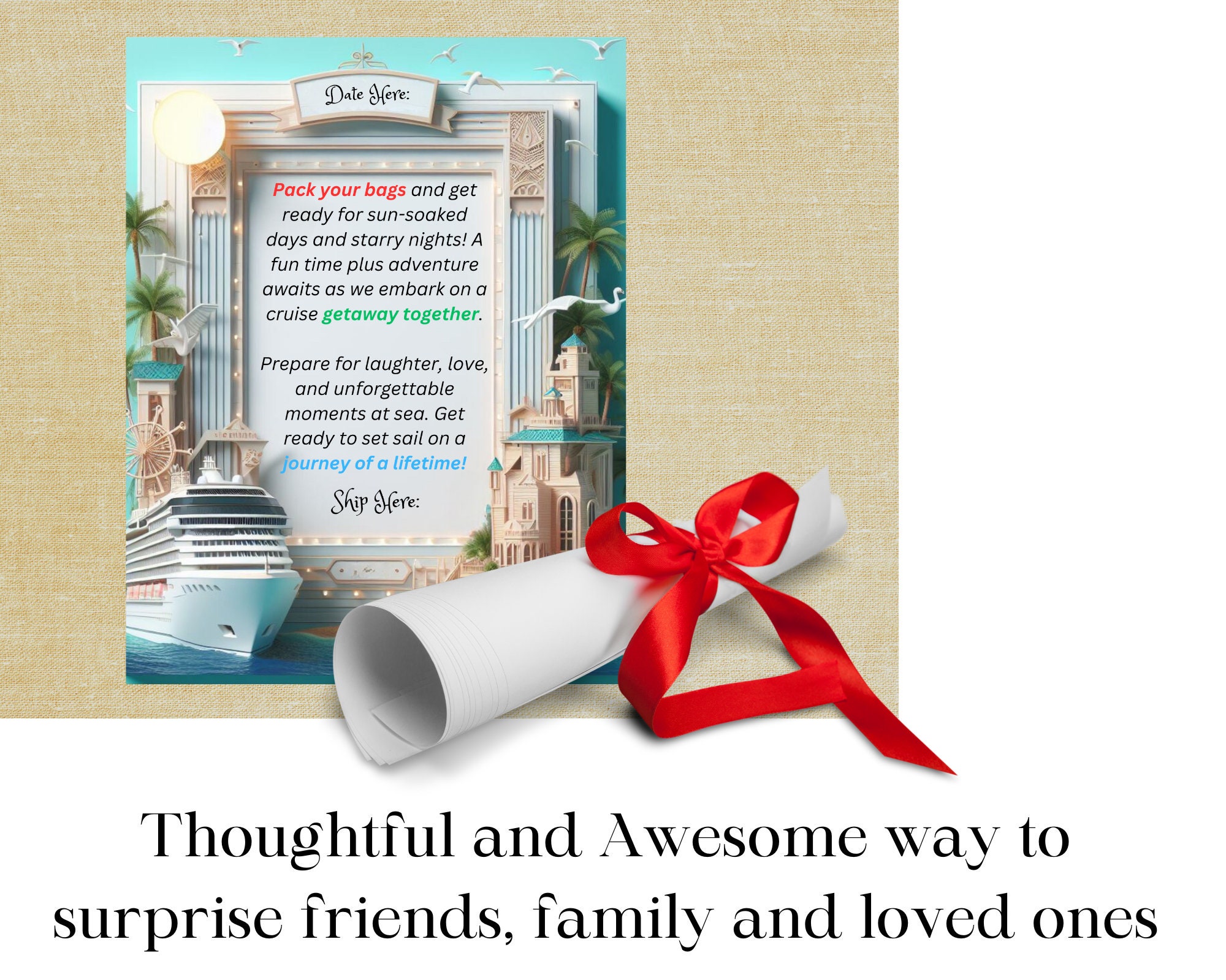 Cruise Reveal Surprise Letter Vacation Gift Reveal Personalized ...