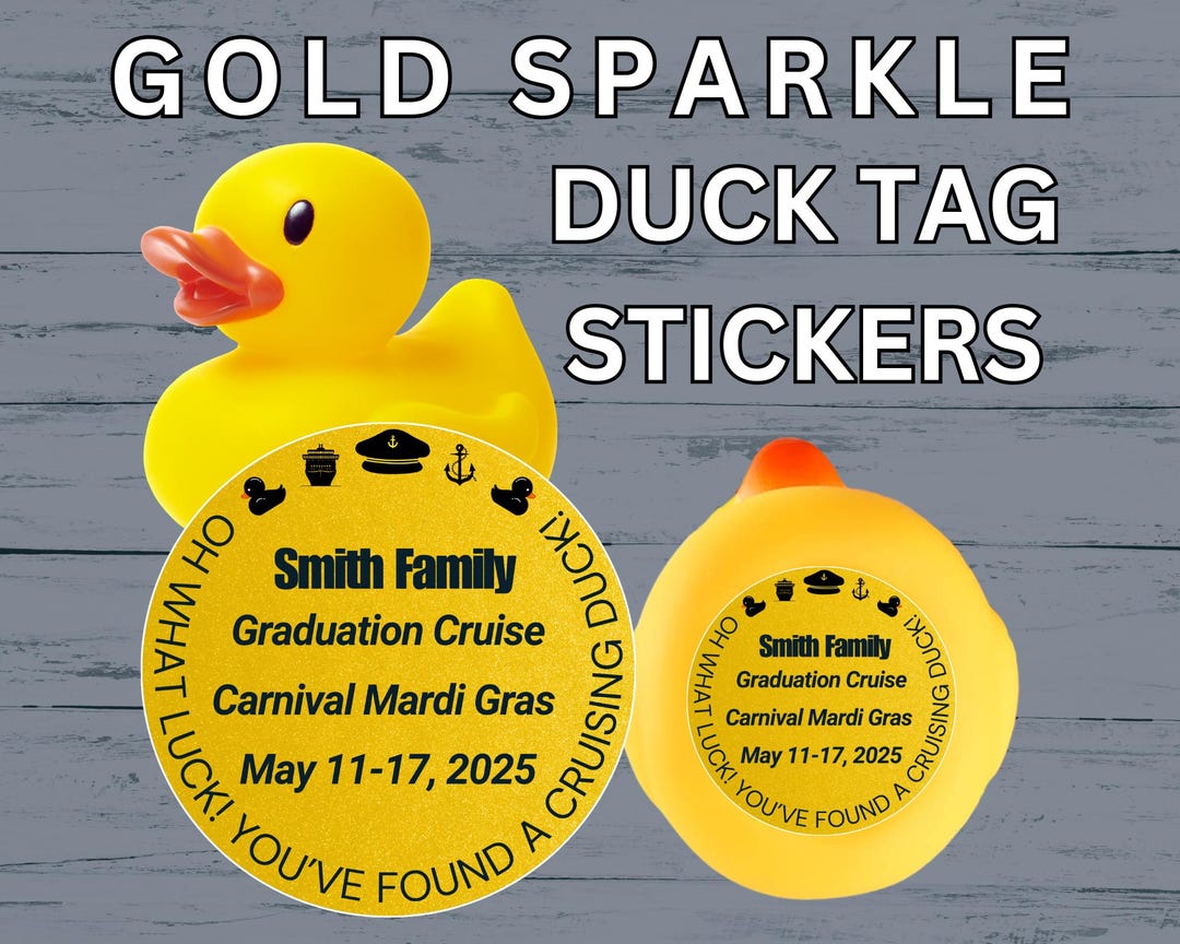 Cruise Duck Tag Stickers Gold Sparkle Personalized Cruising Duck Tags ...