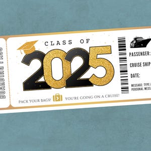 Personalized Graduation Cruise Reveal Boarding Pass Ticket Surprise ...