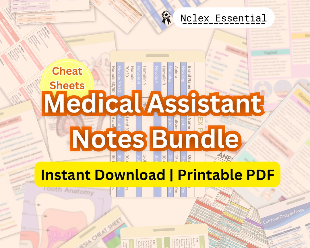 Medical Assistant Notes Cheat Sheet Bundle, Nursing School Notes, Nclex ... Medical Assistant Notes Cheat Sheet Bundle, Nursing School Notes, Nclex ...