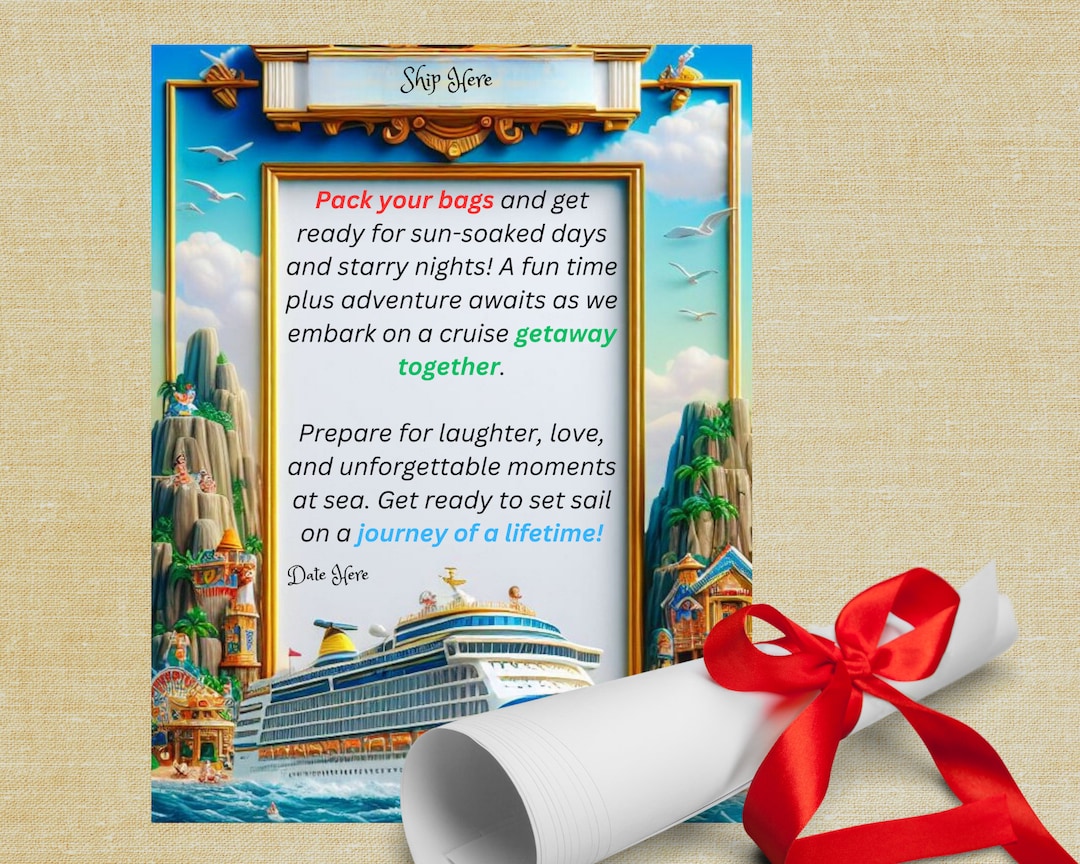Cruise Reveal Kids Surprise Letter Vacation Gift Reveal Personalized ...