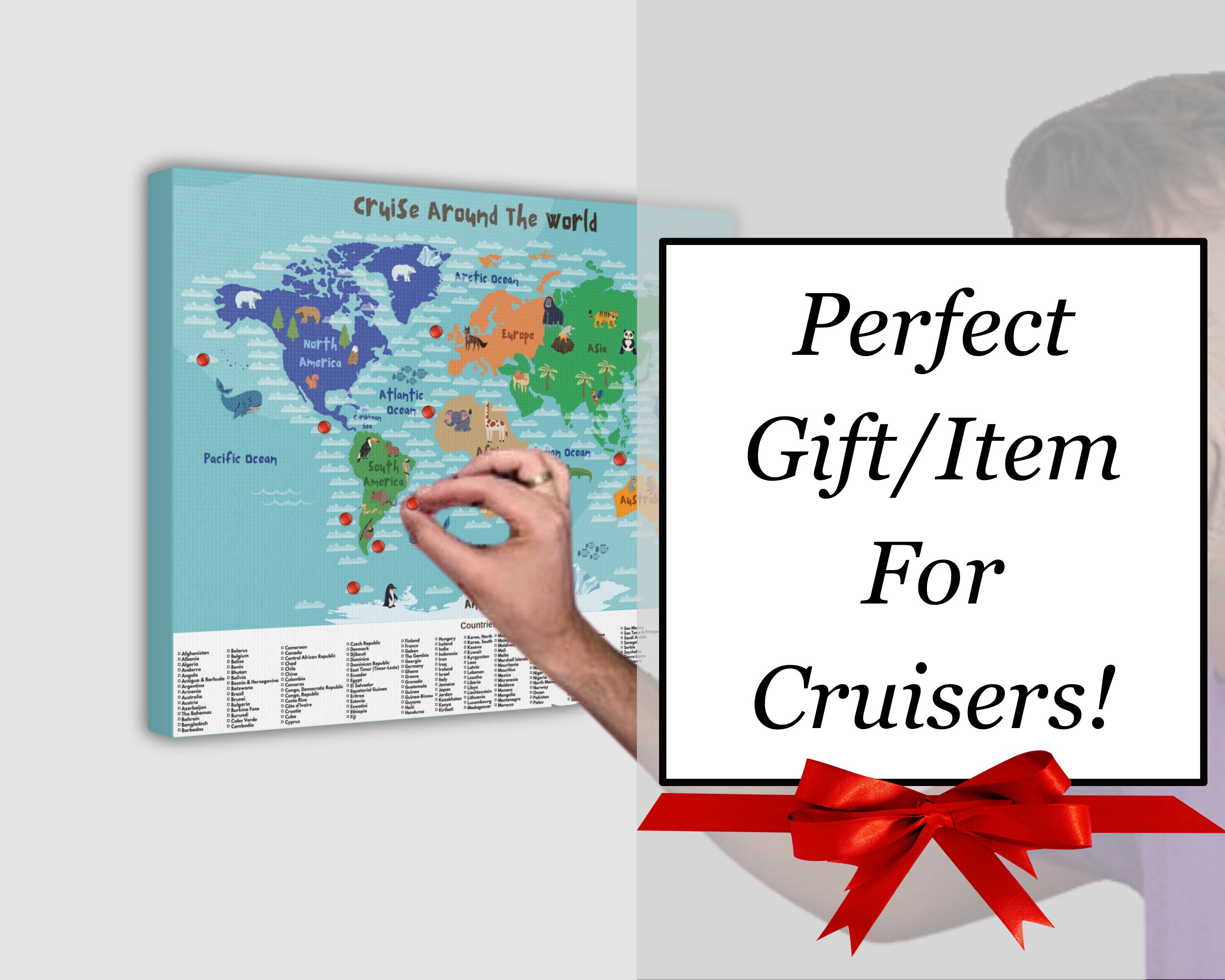 Personalized World Map Push Pin Canvas for Countries/ Continents ...