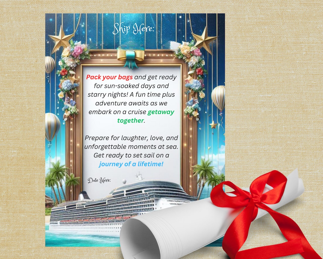 Cruise Reveal Birthday Surprise Letter Vacation Gift Reveal ...