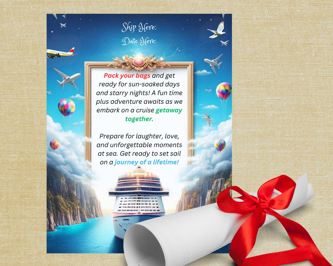 Cruise Reveal Birthday Surprise Letter Vacation Gift Reveal - Etsy