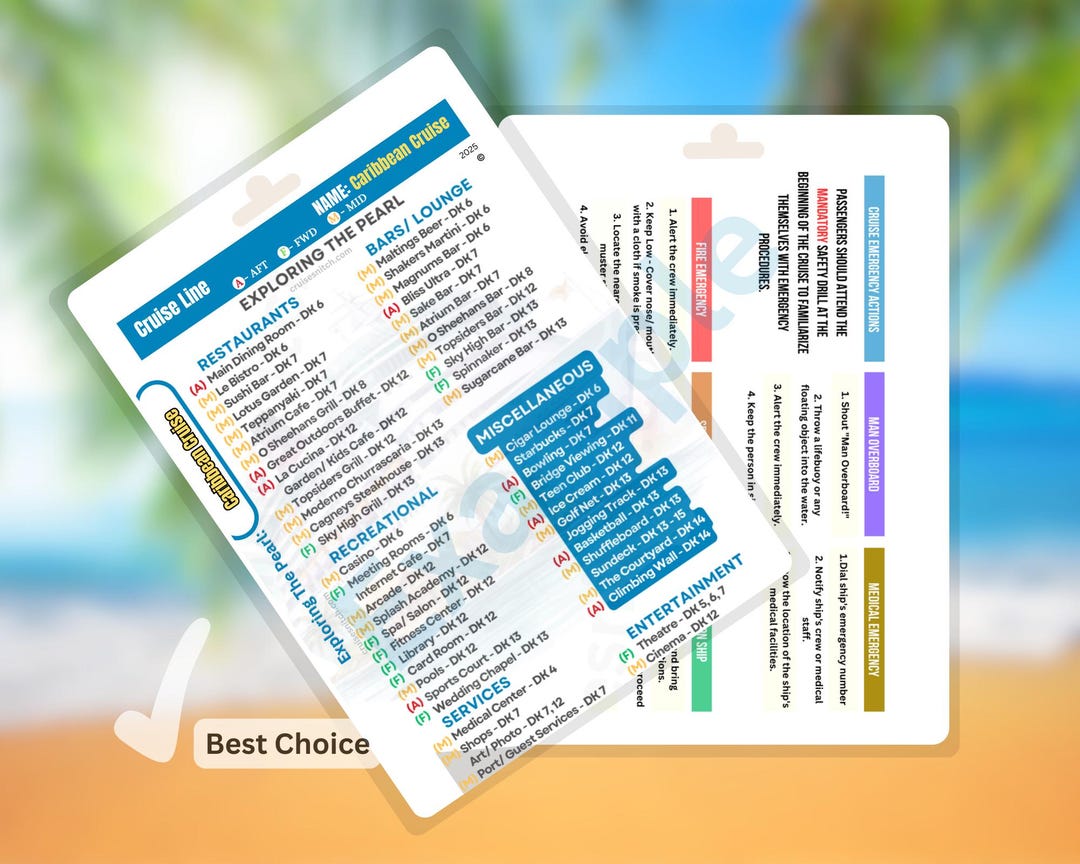 Caribbean Cruise Norwegian Ship Deck Navigator Card NCL Personalized ...