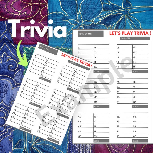 Trivia Answer Sheet - Etsy
