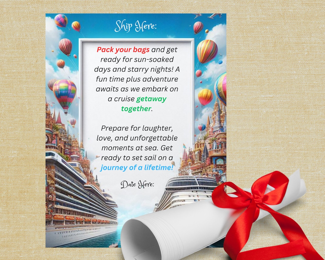 Cruise Reveal Birthday Surprise Letter Vacation Gift Reveal ...