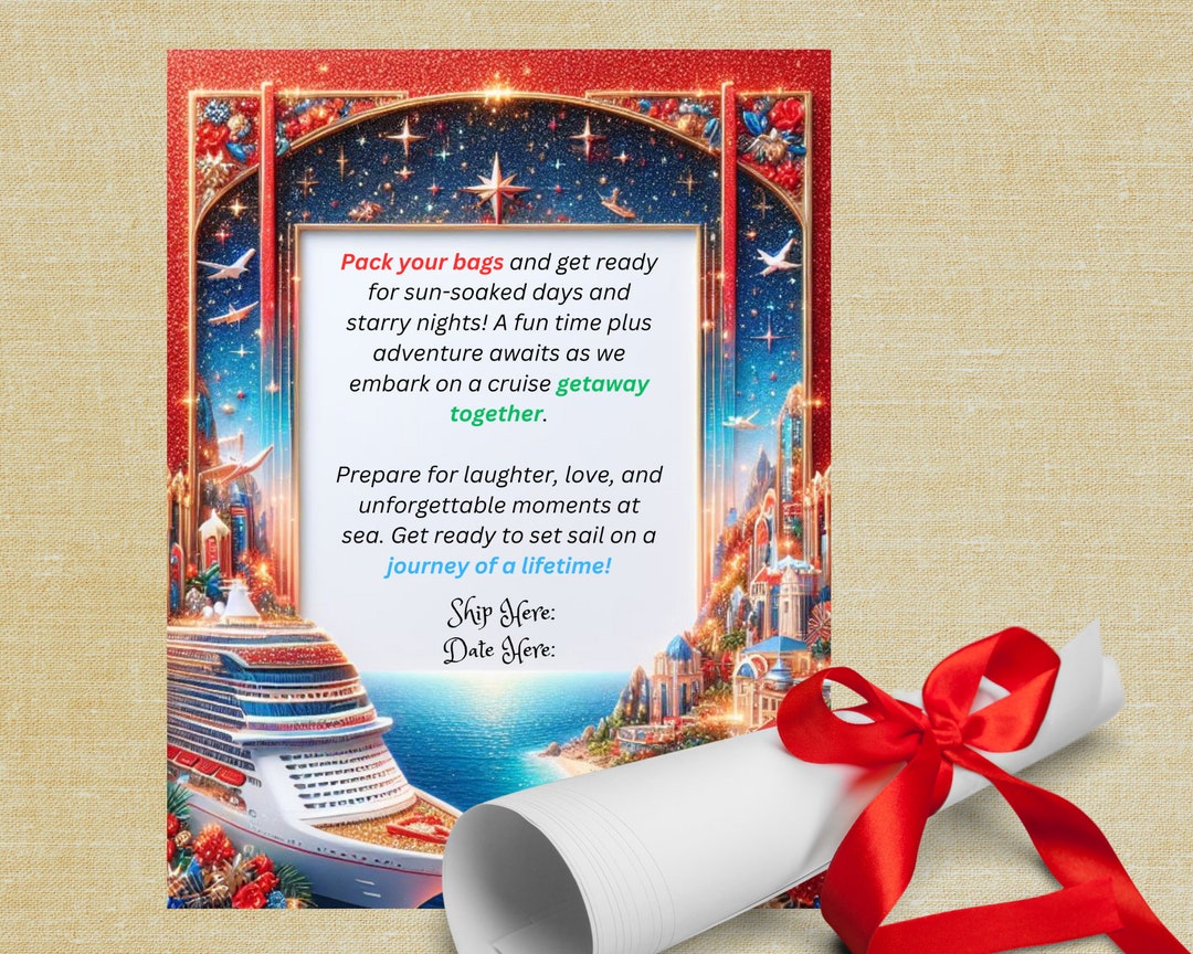 Cruise Reveal Christmas Surprise Letter Vacation Gift Reveal ...
